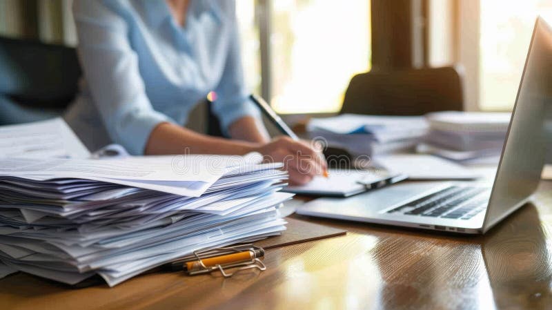 The Stack of Paperwork. AI Generated Stock Photo - Image of documents ...