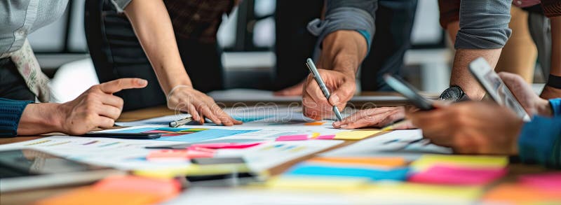 Individuals Collaborating at a Table on a Project Stock Photo - Image ...