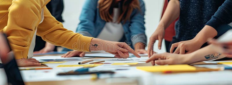 Individuals Collaborating at a Table on a Project Stock Photo - Image ...