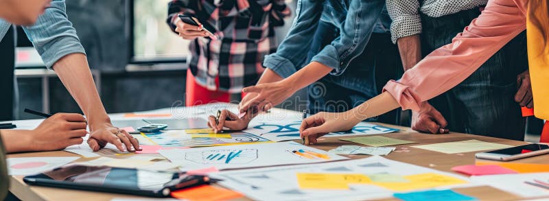 Individuals Collaborating at a Table on a Project Stock Photo - Image ...