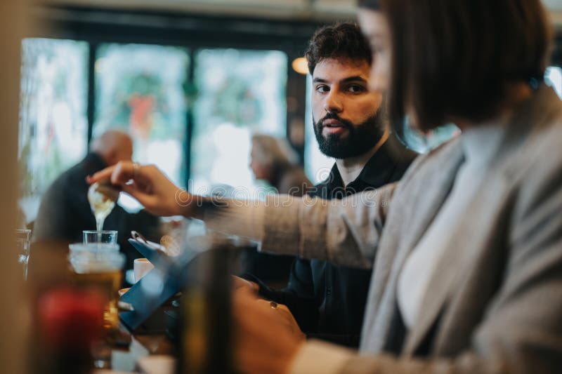 Individuals Dining Together and Interacting at a Cozy Modern Restaurant ...