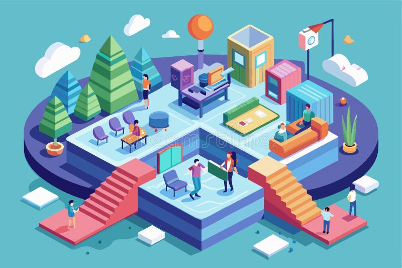 Individuals Engage in Various Activities within a Customizable, Vibrant ...