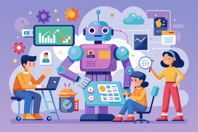 Individuals are Engaged in the Design of Semi-flat Robot Illustrations ...