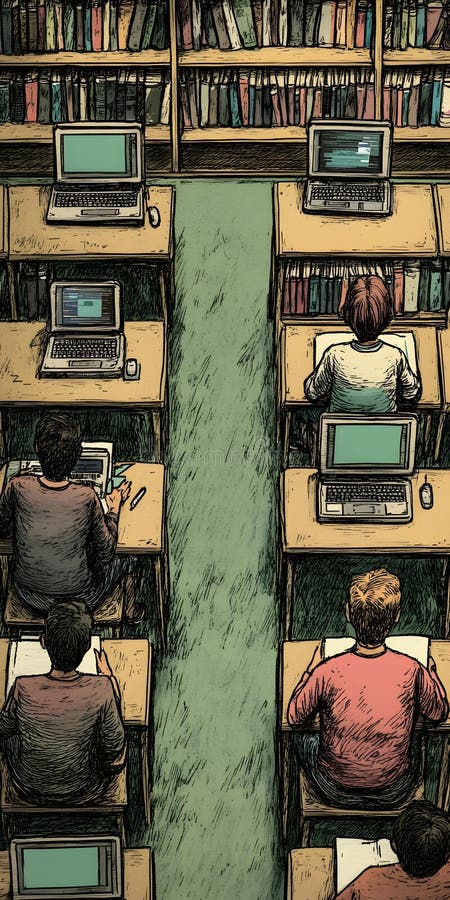 Individuals Engaged in Studious Environment Stock Illustration ...