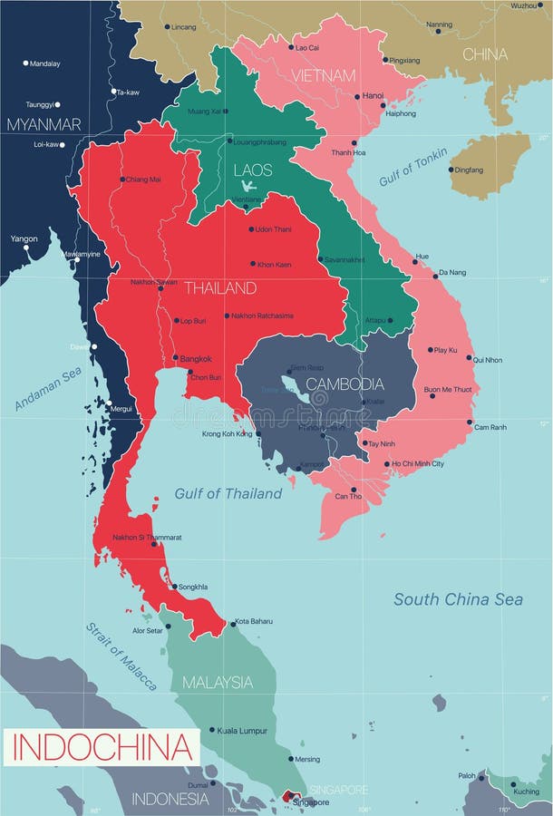 Mapa Mundial Da Peninsula Da Indochina