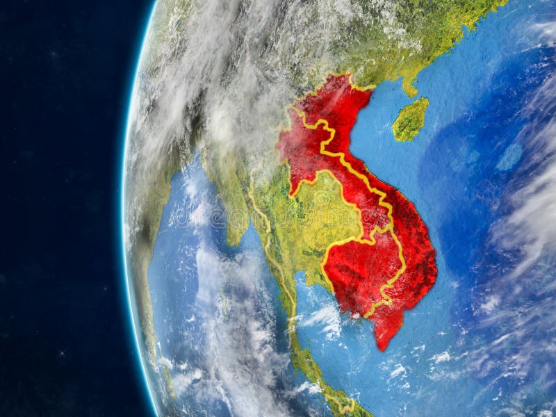 Indochina Detailed Editable Map Stock Vector - Illustration of travel ...