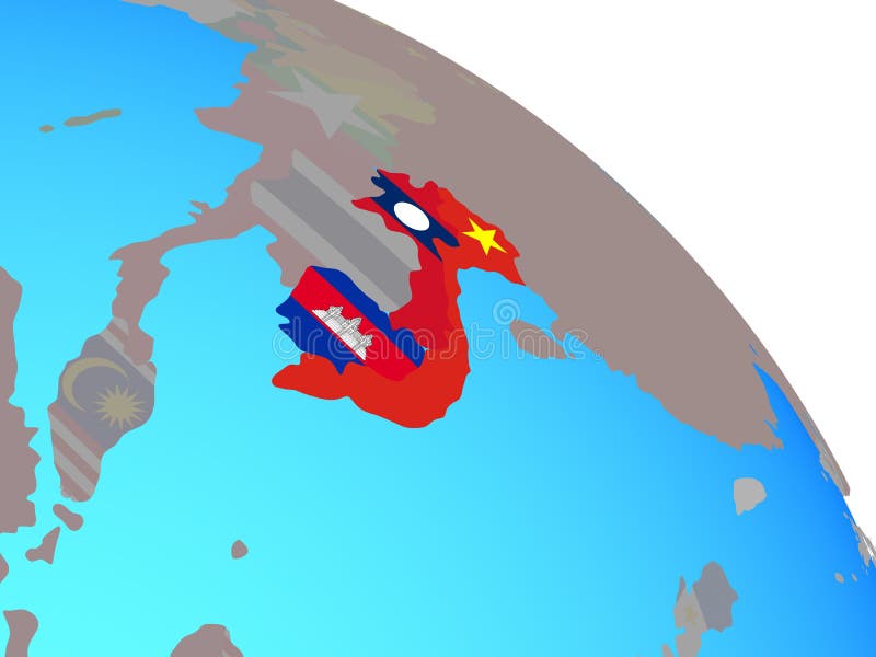 Indochina Mit Flaggen Auf Kugel Stock Abbildung - Illustration von ...