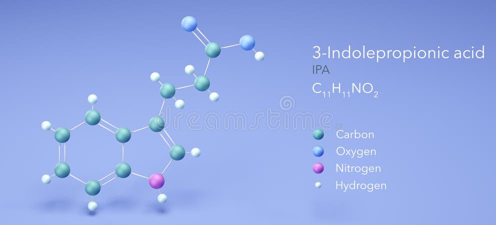 3-indolepropionic Acid Molecule, Molecular Structures, Ipa 3d Model ...