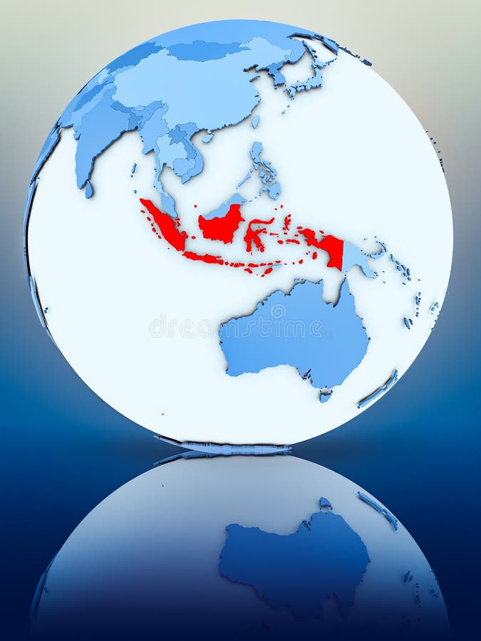 Indonesia on Blue Political Globe Stock Illustration - Illustration of ...