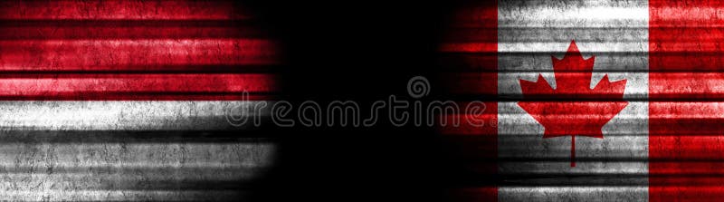 Indonesia and Canada Flags on Black Stock Illustration - Illustration ...