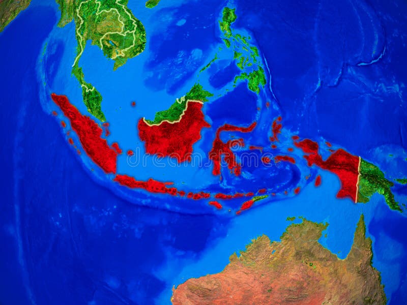 Indonesia on Earth with Borders Stock Illustration - Illustration of ...