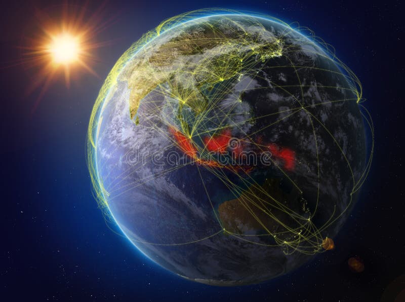 Indonesia on Earth with Network Stock Illustration - Illustration of ...
