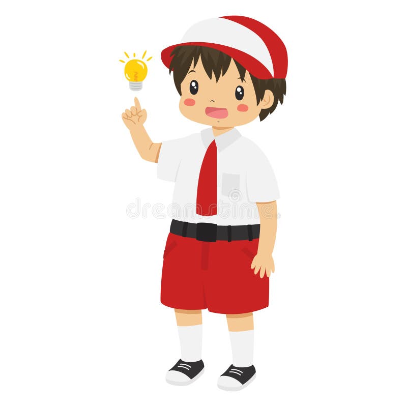 Indonesian Boy Student Having an Idea or Thinking, Character Vector ...