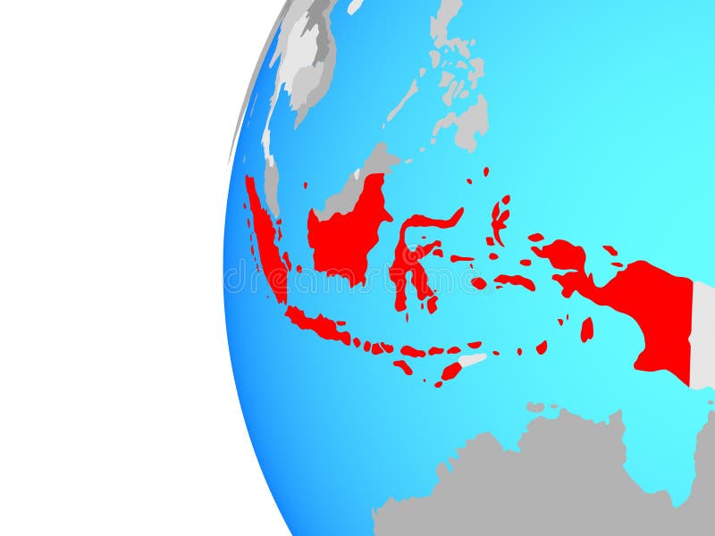 Indonesia on globe stock illustration. Illustration of render - 129584756