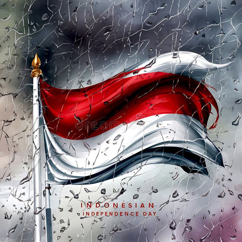 Indonesia Independence Day Flag Digital, Realistic and Art Design Stock ...