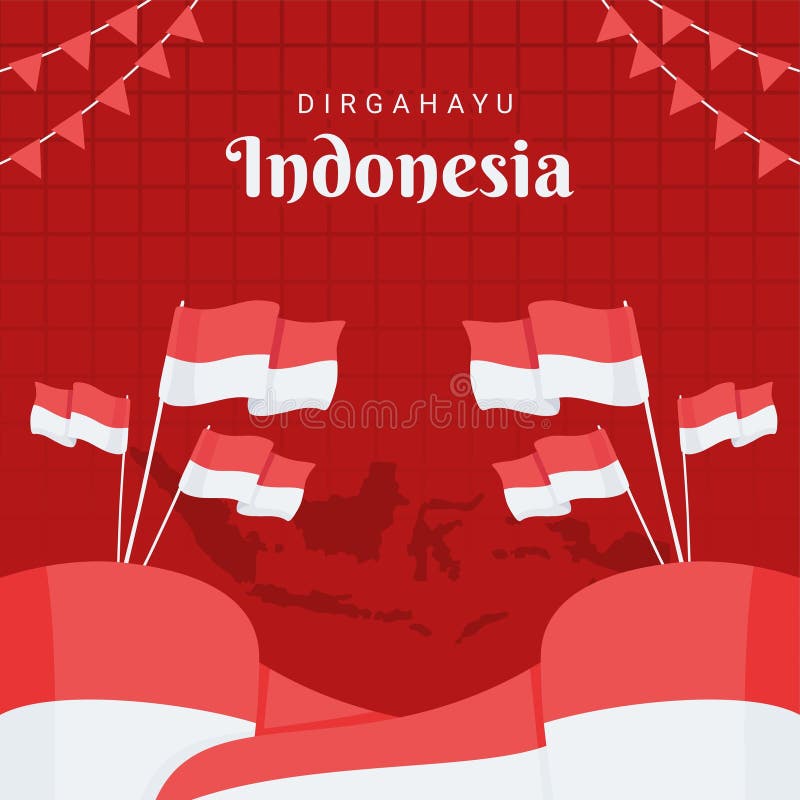 Indonesia Independence Day Poster Template with Indonesian Map Stock ...