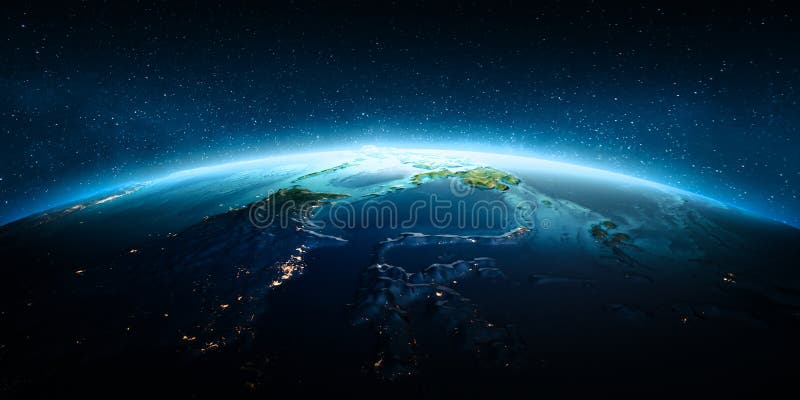 Indonesia islands at night stock illustration. Illustration of ...