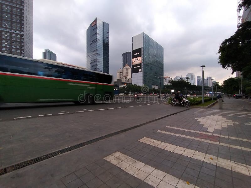 Indonesia Jakarta Sudirman Senayan Pedestrian Editorial Photography ...