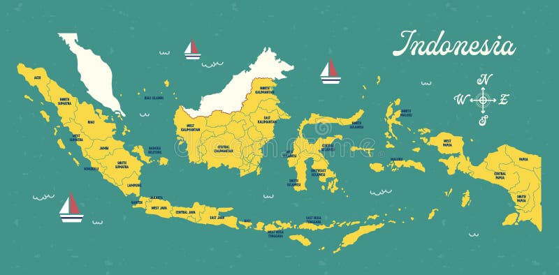 A Detailed Print of Indonesian Map, Suitable for Educational or Decorative Purposes. Stock ...