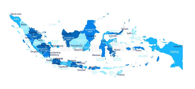 Indonesia Map. Cities, Regions. Vector Stock Illustration ...