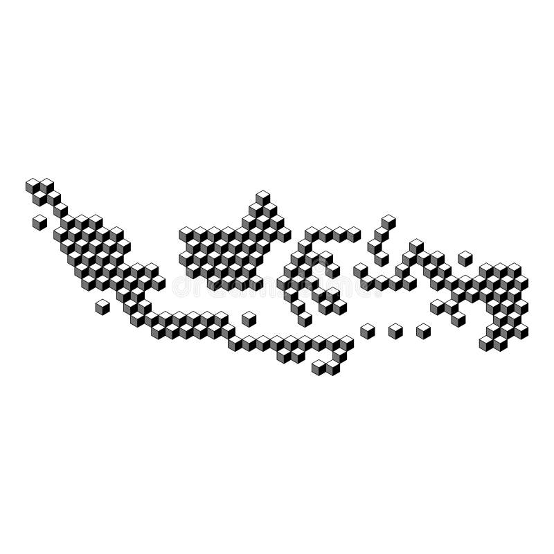 Indonesia Map from 3D Black Cubes Isometric Abstract Concept, Square ...