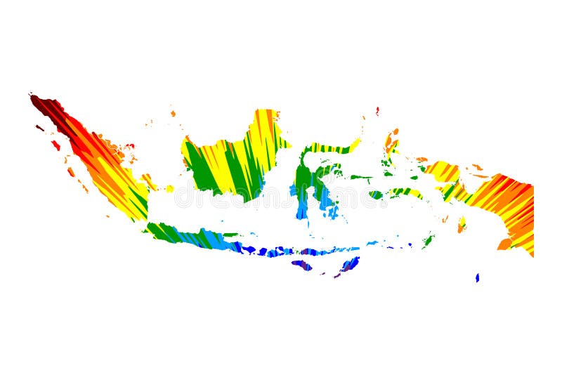 Indonesia - Map is Designed Rainbow Abstract Colorful Pattern, Republic ...
