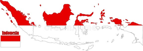 Indonesia Map and Flag Illustration Vector Stock Vector - Illustration ...