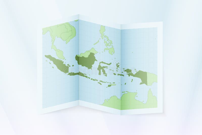 Indonesia Map, Folded Paper with Indonesia Map Stock Vector ...