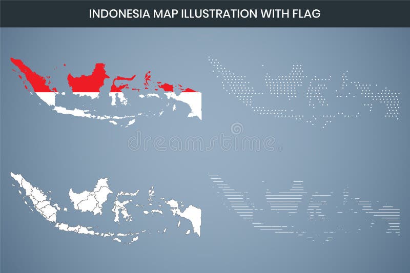 Indonesia Map Illustration with Flag in Different Style Stock Vector ...
