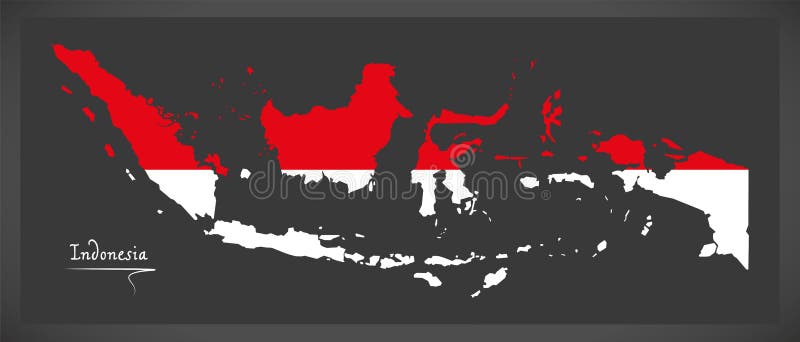 Indonesia Map With Indonesian National Flag Illustration Stock Vector