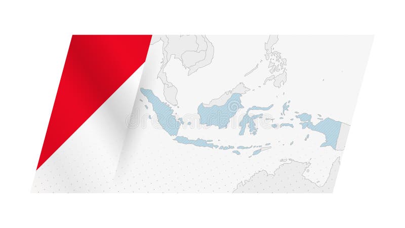 Indonesia Map in Modern Style with Flag of Indonesia on Left Side Stock ...