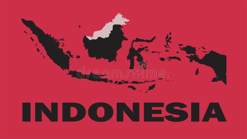Indonesia Map with the Red Background Stock Vector - Illustration of ...