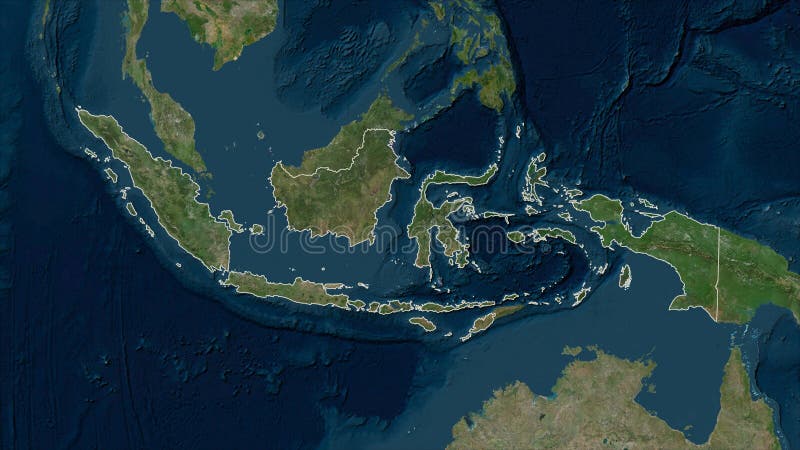 Indonesia Outlined. High-res Satellite Stock Illustration ...