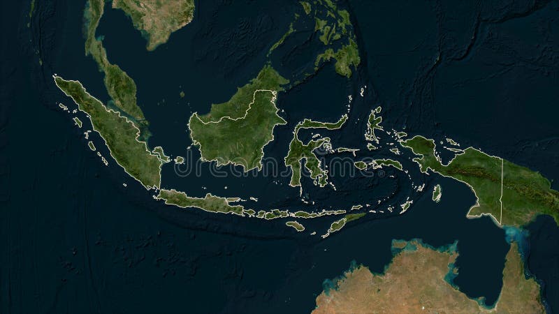 Indonesia Outlined. Low-res Satellite Stock Illustration - Illustration ...