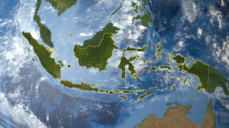 Indonesia Outlined - Satellite Stock Illustration - Illustration of ...