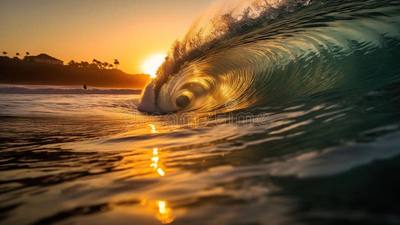 Indonesia a Perfect Wave Sunset Light, Image with Grain, Highly ...