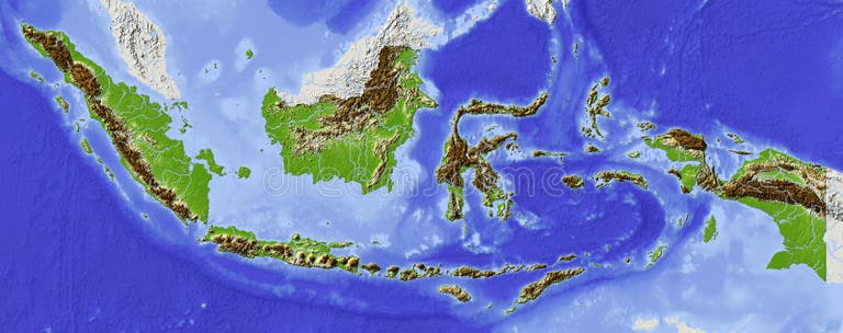 Indonesia, relief map stock illustration. Illustration of asia - 5567476