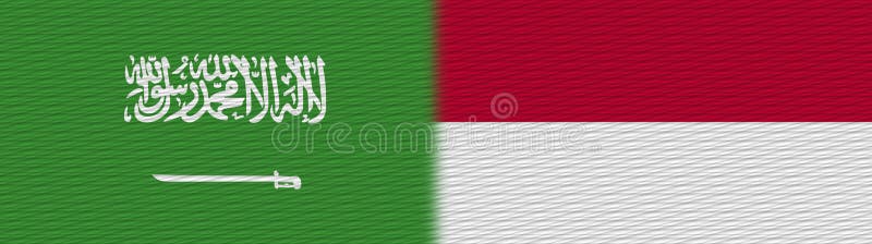 Indonesia and Saudi Arabia Fabric Texture Flag â€“ 3D Illustrations ...