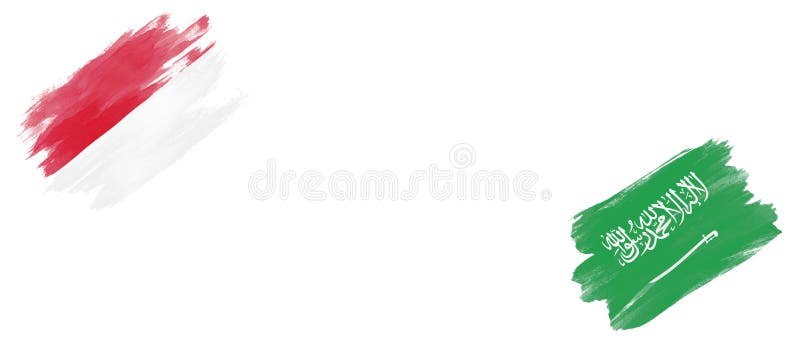 Indonesia and Saudi Arabia Flags on White Stock Illustration ...