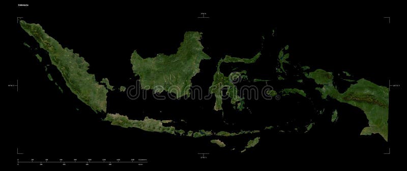Indonesia Shape on Black. Low-res Satellite Stock Illustration ...