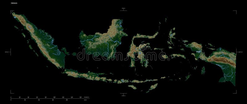 Indonesia Shape on Black. Physical Stock Illustration - Illustration of ...