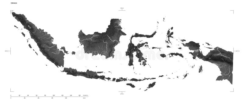 Indonesia Shape on White. Grayscale Stock Illustration - Illustration ...