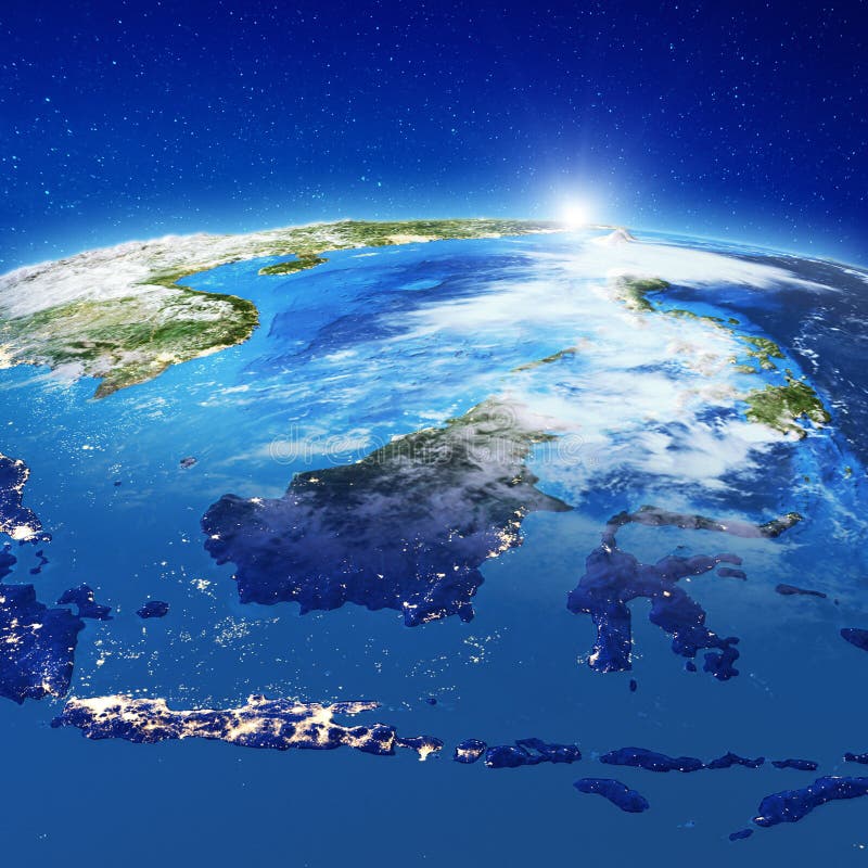 Indonesia from space stock illustration. Illustration of atmosphere ...