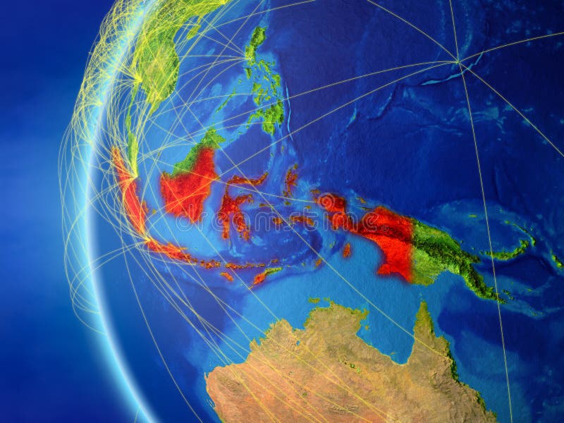 Indonesia from Space with Network Stock Illustration - Illustration of ...
