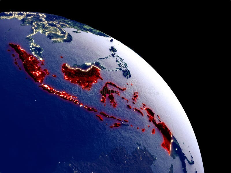 Indonesia from space stock illustration. Illustration of night - 131230617