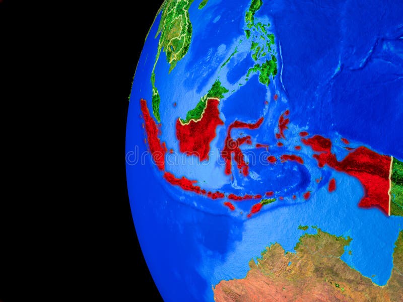 Indonesia from space stock illustration. Illustration of earth - 134282375