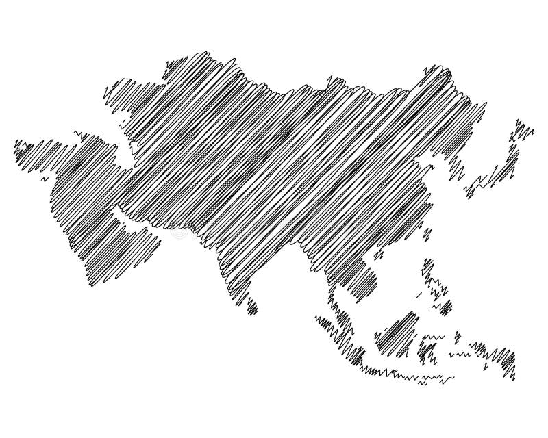 Asia Continent Thread Map Line Vector Illustration Stock Vector ...