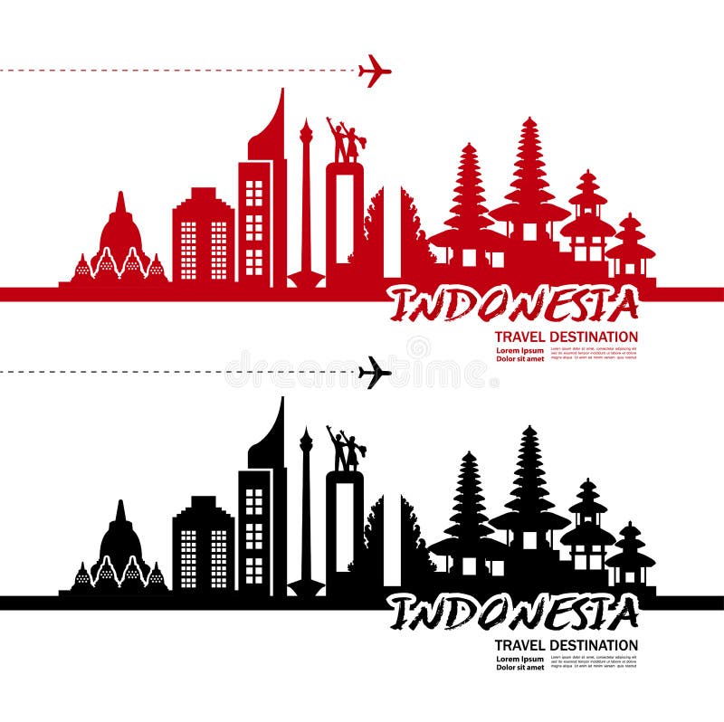Indonesia Travel, Jakarta Travel, Landmarks. Stock Vector ...