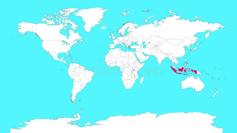 Indonesia in World Map Animation.Silhouette Map of Indonesia Stock ...