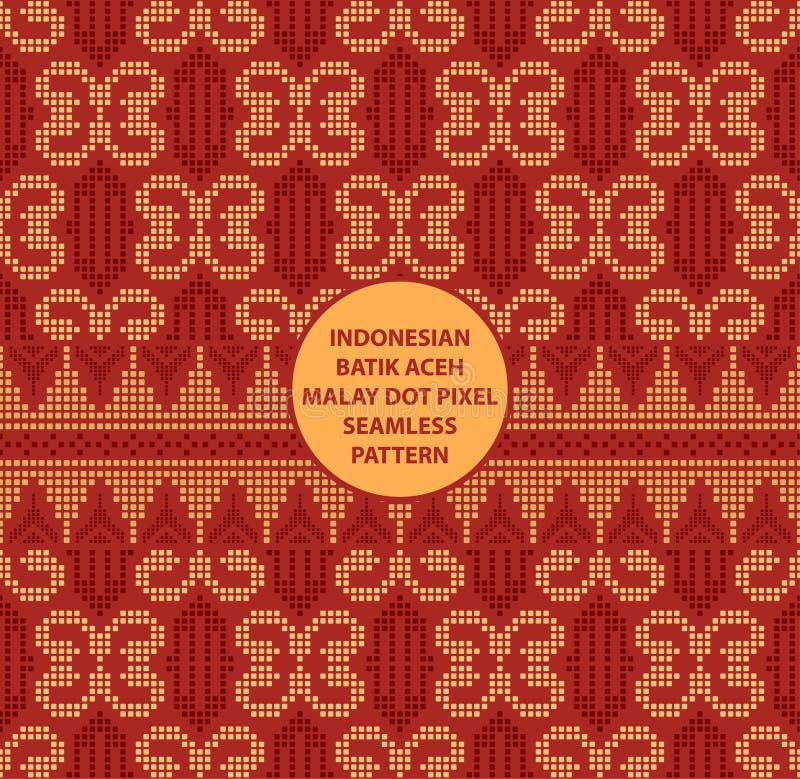 Indonesian Batik Aceh Malay Dot Pixel Seamless Pattern Stock Vector ...